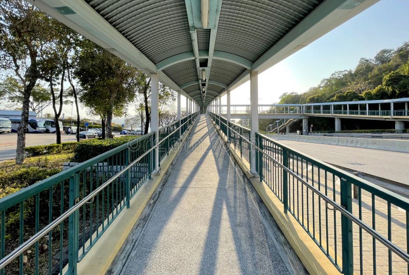 Perspective Angle View of Human Bridge with Sunlight and Shadow Near ...
