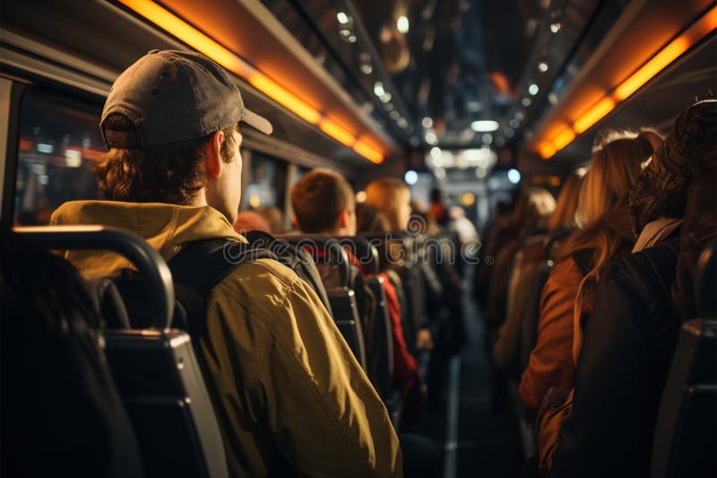 Perspective from the Back Passengers Inside a Moving Bus Stock Image ...