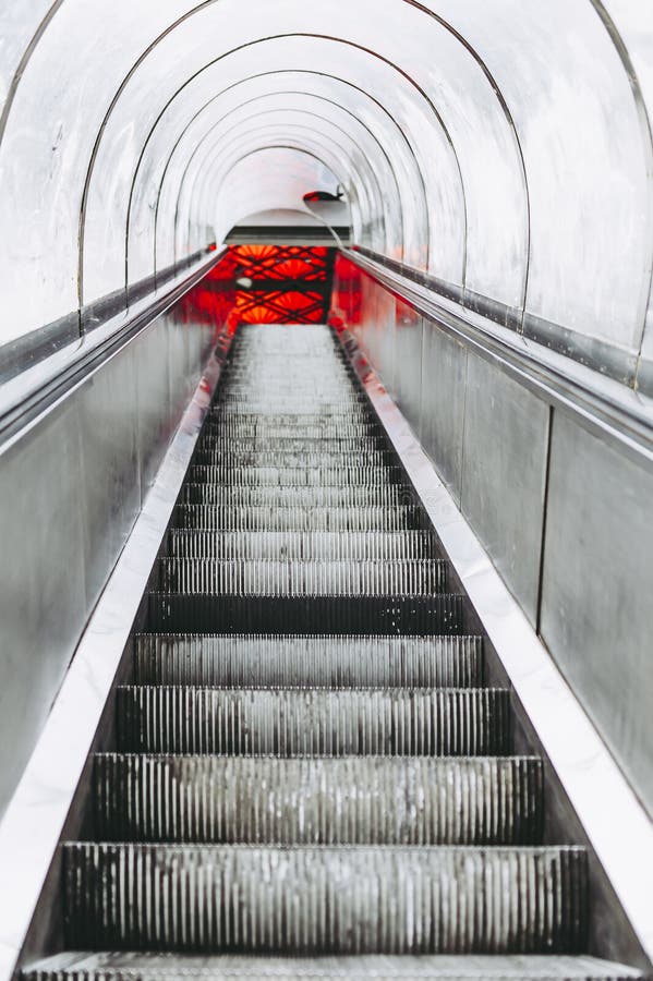 Perspective from Below on an Escalator - Closeup on the Steps of ...