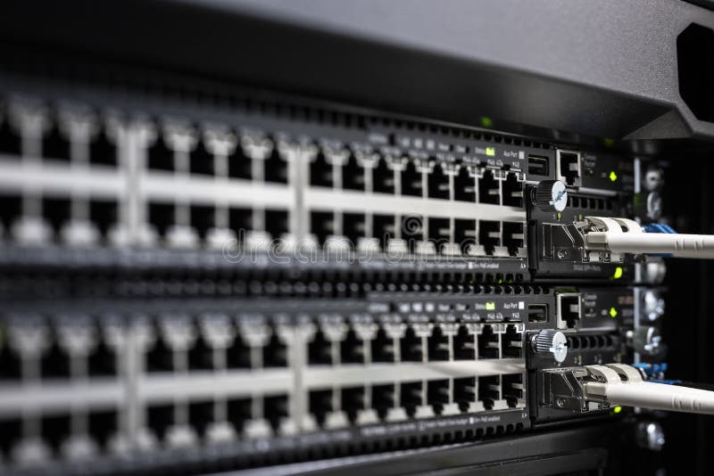 Perspective of Black 10gbit Fibre Copper Fabric Switch Stock Photo ...