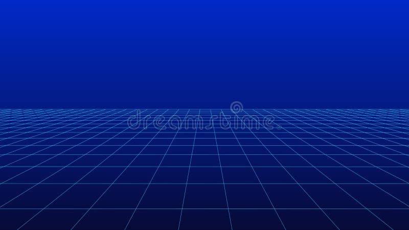 Perspective Blue Grid on a Dark Background. Futuristic Vector ...