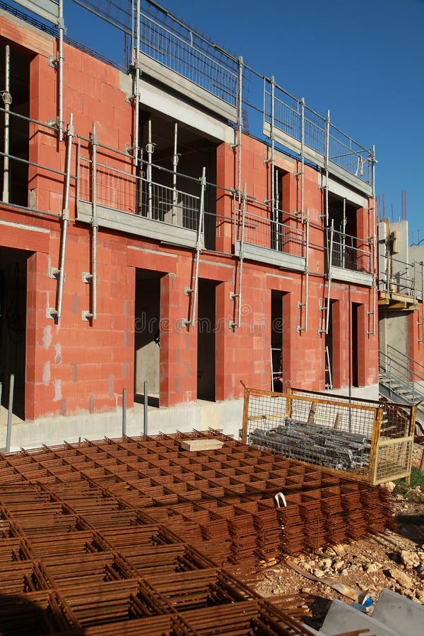 Perspective of a Brick Building Construction Site Stock Photo - Image ...