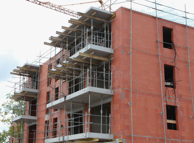 Perspective of a Brick Building Construction Site Stock Image - Image ...