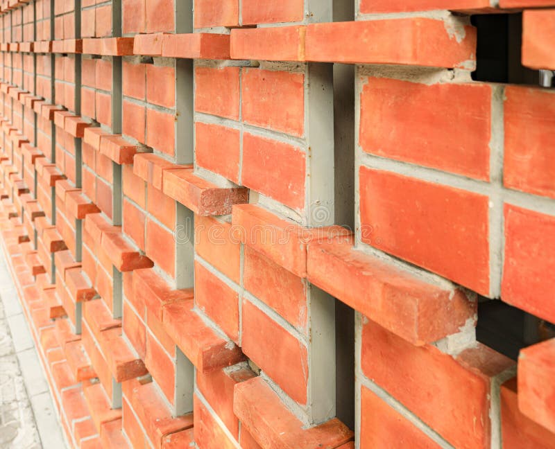 Perspective Brick Wall, Wide Panorama of Masonry, Bricklaying Texture ...