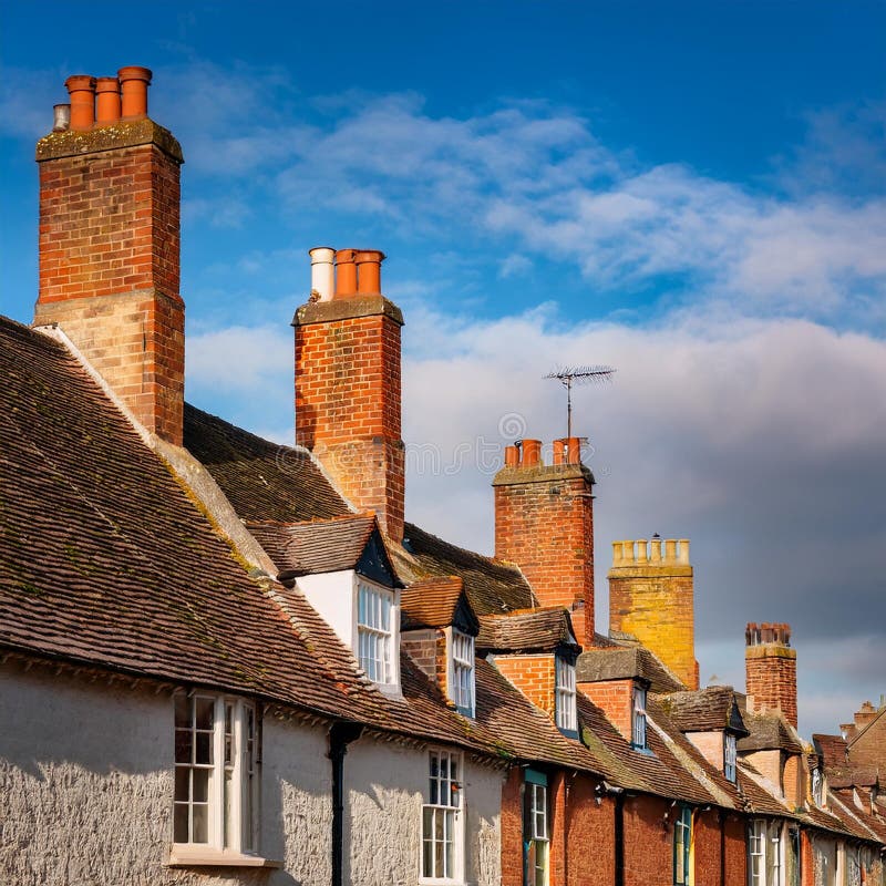 Perspective of Chimneys in a British Town, AI Generated Stock ...