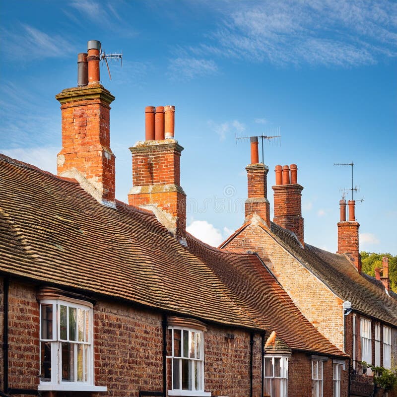 Perspective of Chimneys in a British Town, AI Generated Stock ...