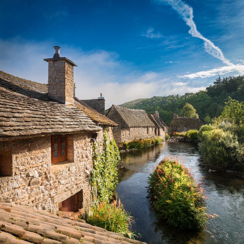 Perspective of Chimneys in a Medieval Town, AI Generated Stock Illustration - Illustration of ...