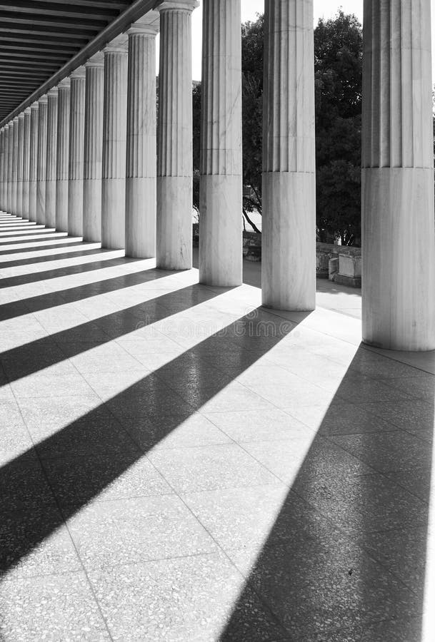 Perspective of Classical Greek Columns Stock Photo - Image of building ...