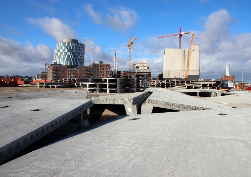 Perspective on Construction Elements with Site Background Stock Image ...