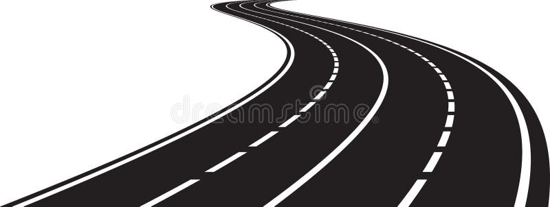 Perspective of curved road stock vector. Illustration of diminishing ...
