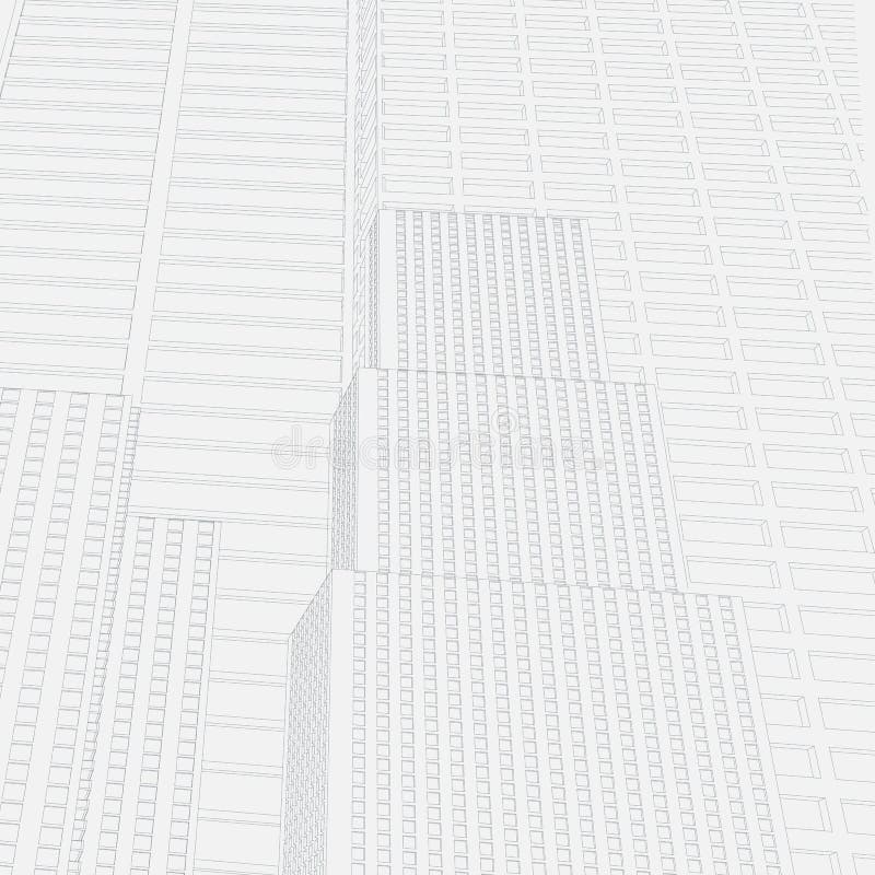 Perspective 3d Architecture Background with Wireframe Skyscrapers Stock ...