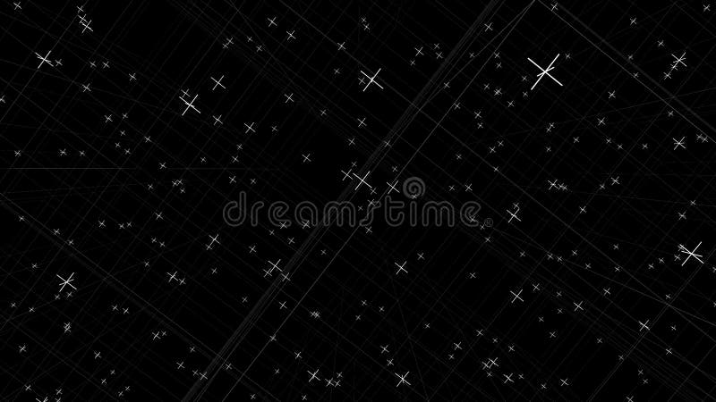 Perspective 3D Grid on Black Background Stock Illustration ...