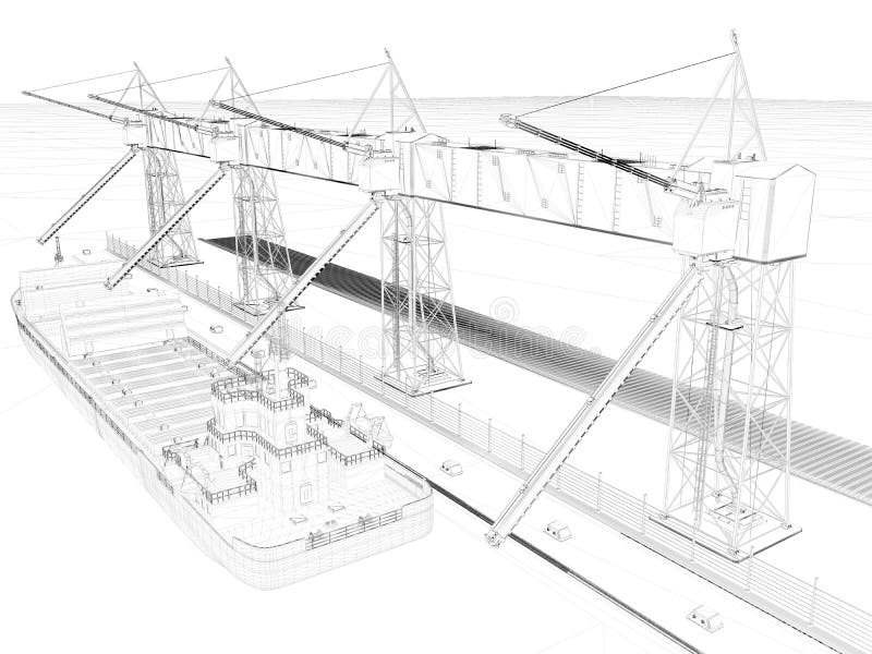 Perspective 3D Render of Interior Wireframe. Stock Illustration ...