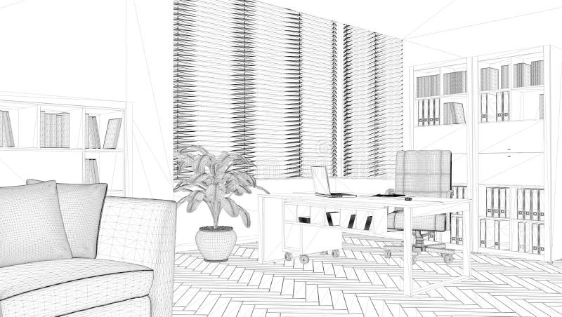 Interior wireframe plan stock illustration. Illustration of interior ...