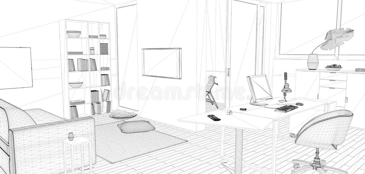 Interior Wireframe Plan Stock Illustrations – 3,600 Interior Wireframe ...
