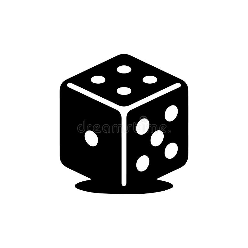 Perspective Die Vector Icon: Game Cube Silhouette with Shadow for ...