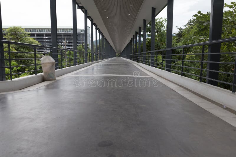 Perspective of Elevated Pedestrian Walkway Stock Image - Image of ...