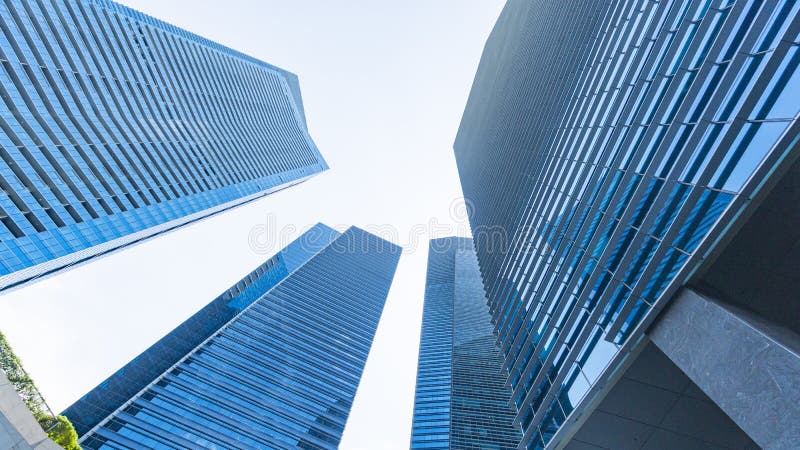 Perspective Exterior Pattern Blue Glass Wall Modern Buildings Wi Stock ...
