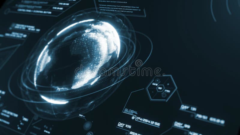 Perspective Futuristic Interface Screen. Cyber Map, Progress, Targeting ...