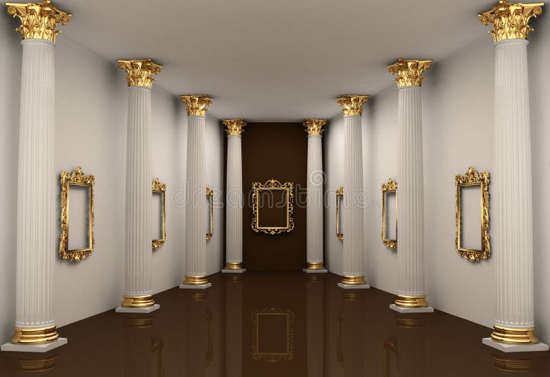 Perspective of Gallery with Corinthian Column Stock Illustration ...