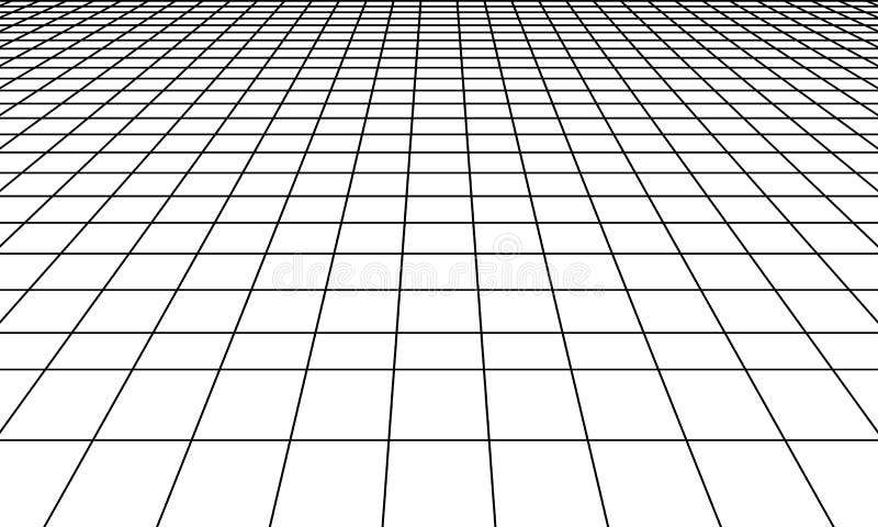 Perspective Graphic Grid in Linear Style. Black Silhouette on a White ...