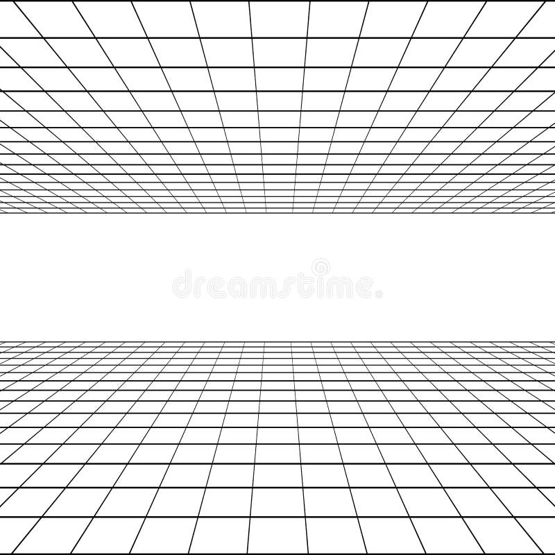 Perspective Graphic Grid in Linear Style. Black Silhouette on a White ...