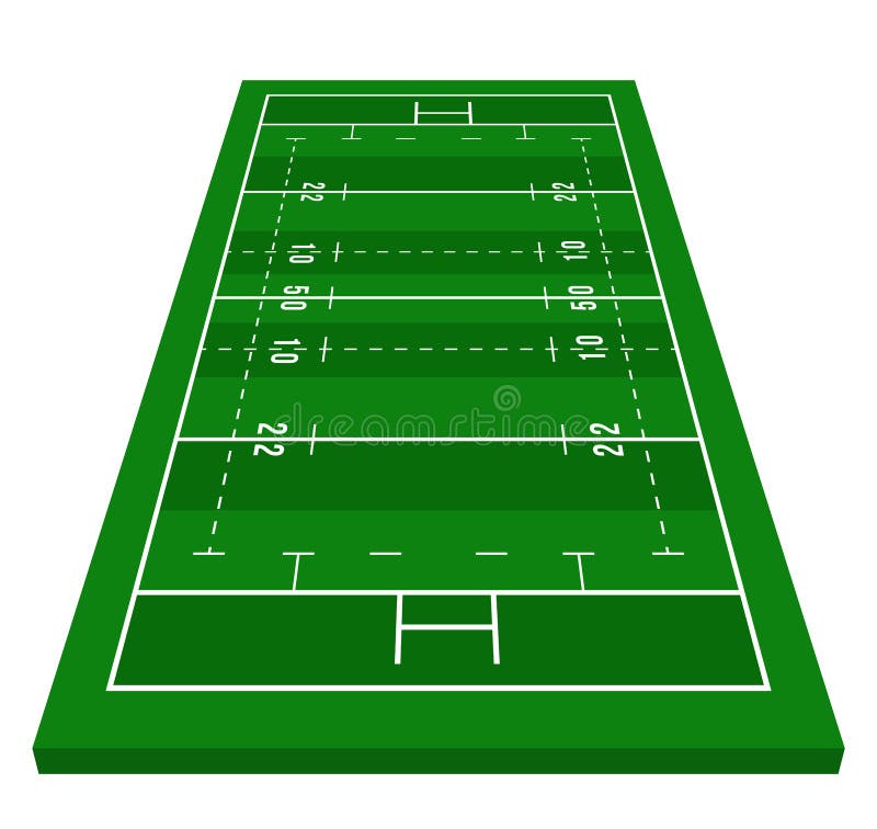 Perspective Green Rugby Half Field. View from Front. Rugby Field with ...