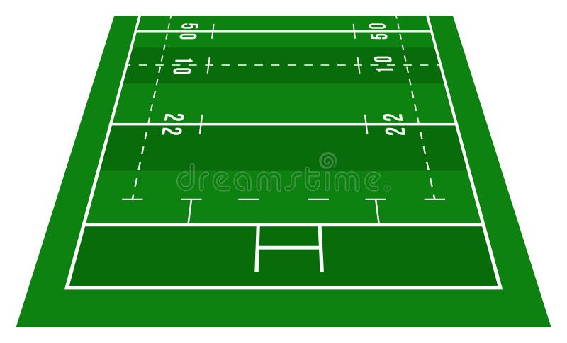 Perspective Green Rugby Half Field. View from Front. Rugby Field with ...