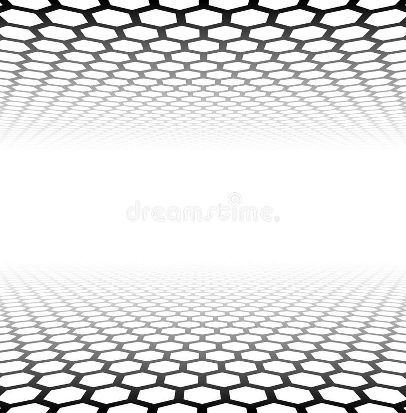Perspective Grid Hexagonal Surface. Stock Vector - Illustration of ...