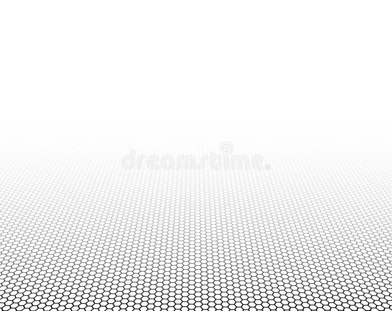 Perspective Grid Hexagonal Surface. Stock Vector - Illustration of grid ...
