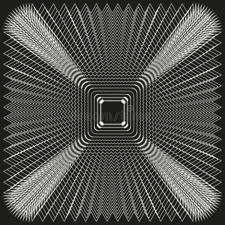 Perspective Grid Pattern. Zigzag Optical Shapes. Black White Abstract. Vector Illustration Stock ...