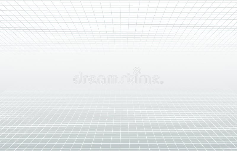 Perspective Grid White and Grey Ethereal Background. Vector Horizon ...