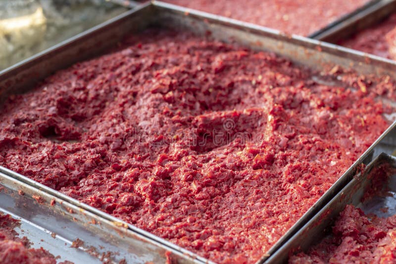 Perspective Handmade Tomato and Pepper Paste Making Process at Sunset ...
