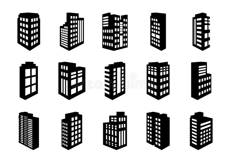 Perspective Icons Buildings and Vector Company Set on White Background ...