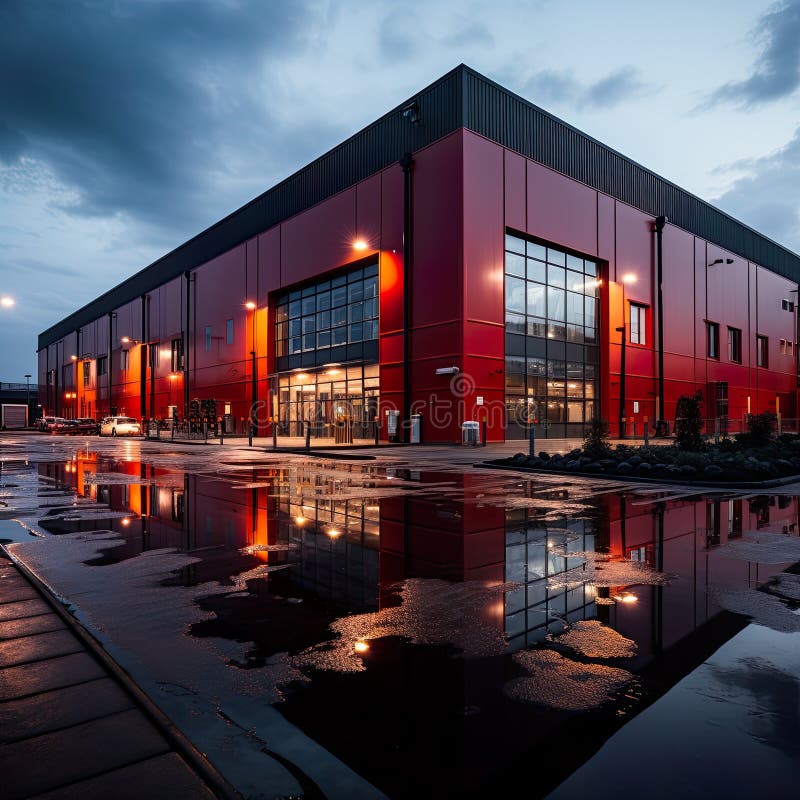 Perspective of an Industrial Warehouse, Captured from a Great Angle ...