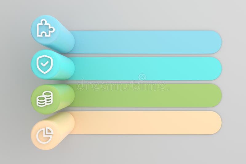 Perspective Infographic Pillars with Shadows. Presentation Template. 5 ...