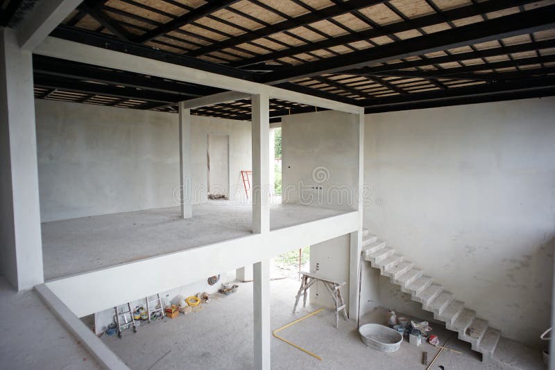 Perspective Interior Modern Design of House Under Construction Stock ...