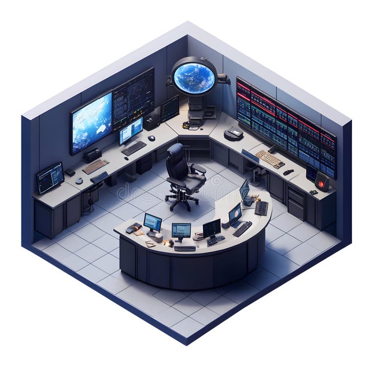 Perspective Isometric View of a Command Center Interior Stock ...