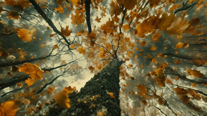 A Perspective Looking Up at a Tree with Vibrant Green Leaves Fluttering ...