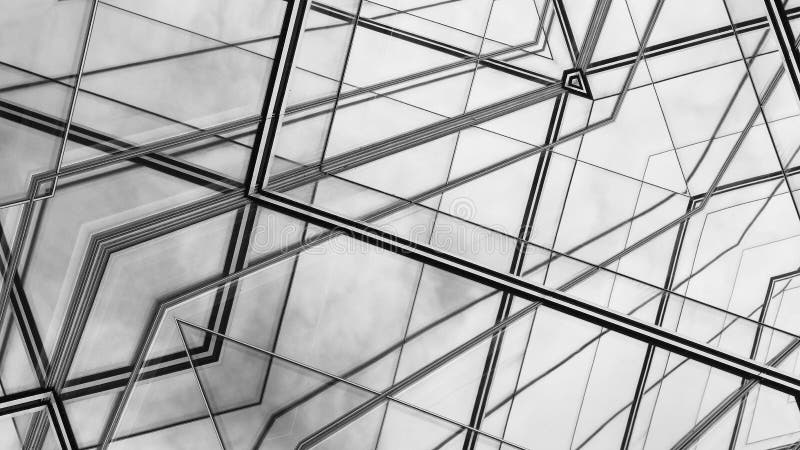 Perspective of Modern Glass Window at Skyscrapers. - Monochrome. Stock ...