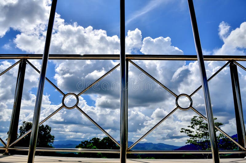 Perspective of the Modern Steel Balcony Stock Image - Image of color ...