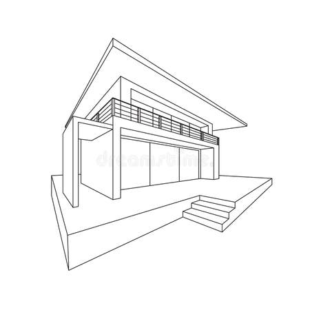 Perspective Modern Two Storey Home Vector Stock Vector - Illustration ...