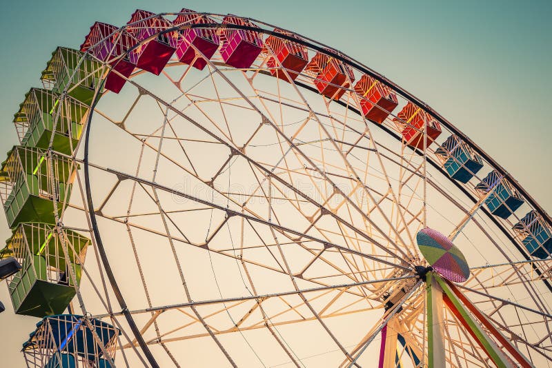 Perspective View of Ferris Whell.point of View Shot Stock Photo - Image ...