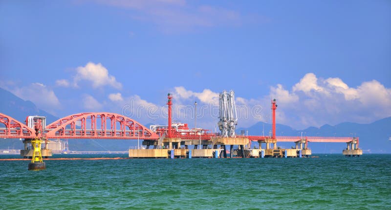 Perspective of Oil Transfer Pipe Line on Sea Stock Image - Image of ...