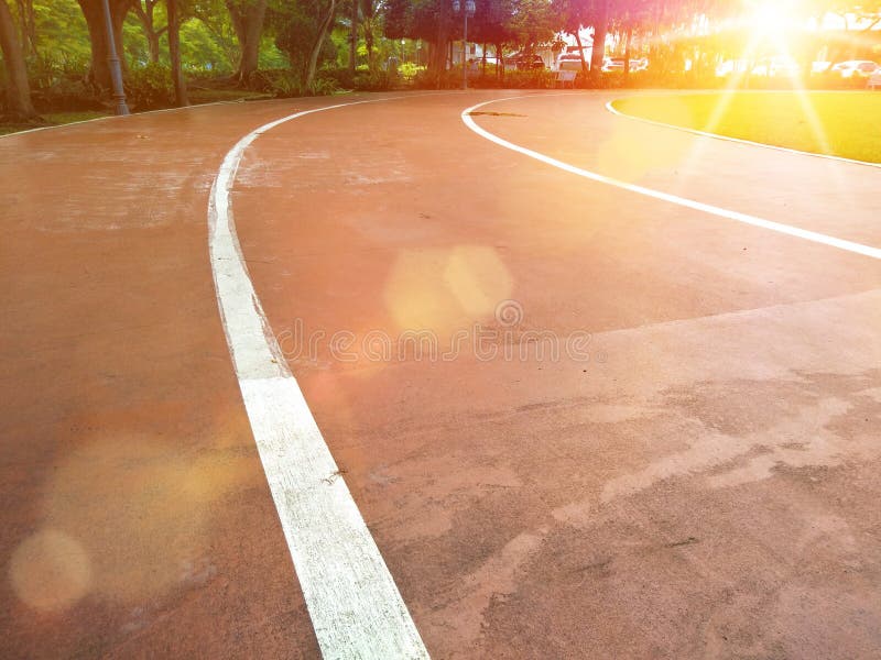 Perspective Outdoor Red Track Running for Exercise in Morning Ti Stock ...
