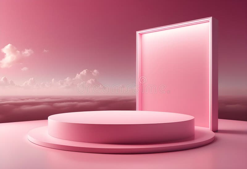 A Perspective of a Pink Podium Against a Monochromatic Sky-pink ...