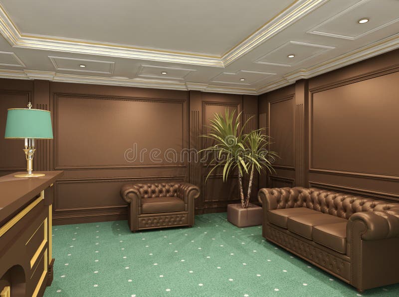 Perspective of Reception Hall with Sofa Stock Illustration ...