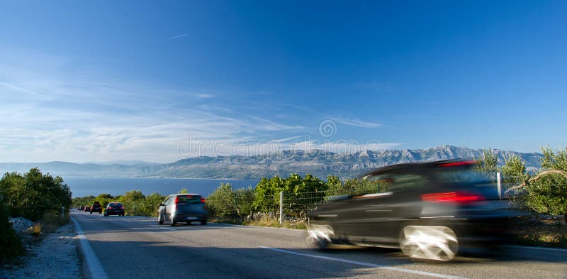 Perspective Road View on Seaside Coast Stock Image - Image of highways ...