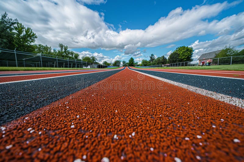 Perspective of a Running Track Stock Illustration - Illustration of ...