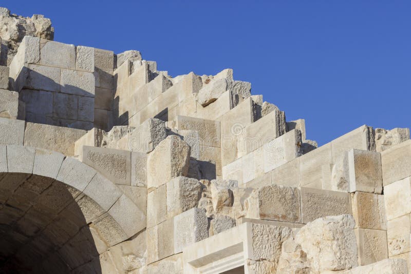 Perspective Shoot of Ancient Stone Structure Corner Amphitheatre Stock ...